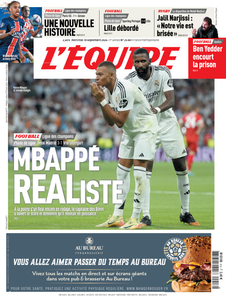 L'Equipe Du Mercredi 18 Septembre 2024 | PDF