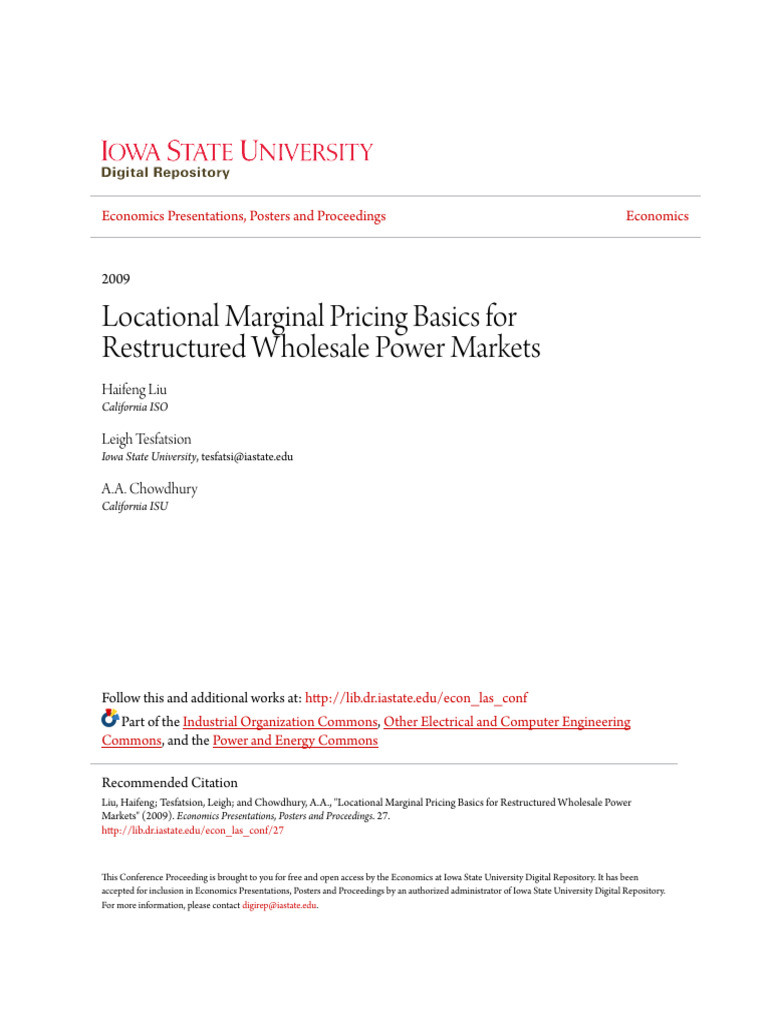 Locational Marginal Pricing Basics For Restructured Wholesale Pow | PDF | Electrical Engineering