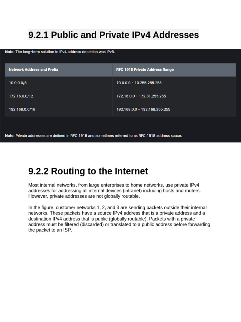 9.2.1 Public and Private Ipv4 Addresses | PDF