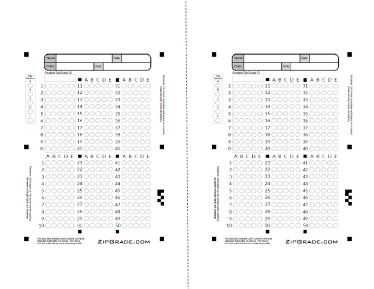 Answer Sheet 50 Items | PDF