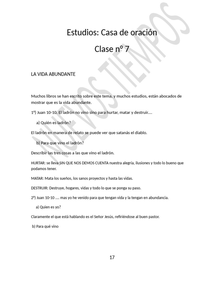 Casa de Oracion Clase 7 | PDF