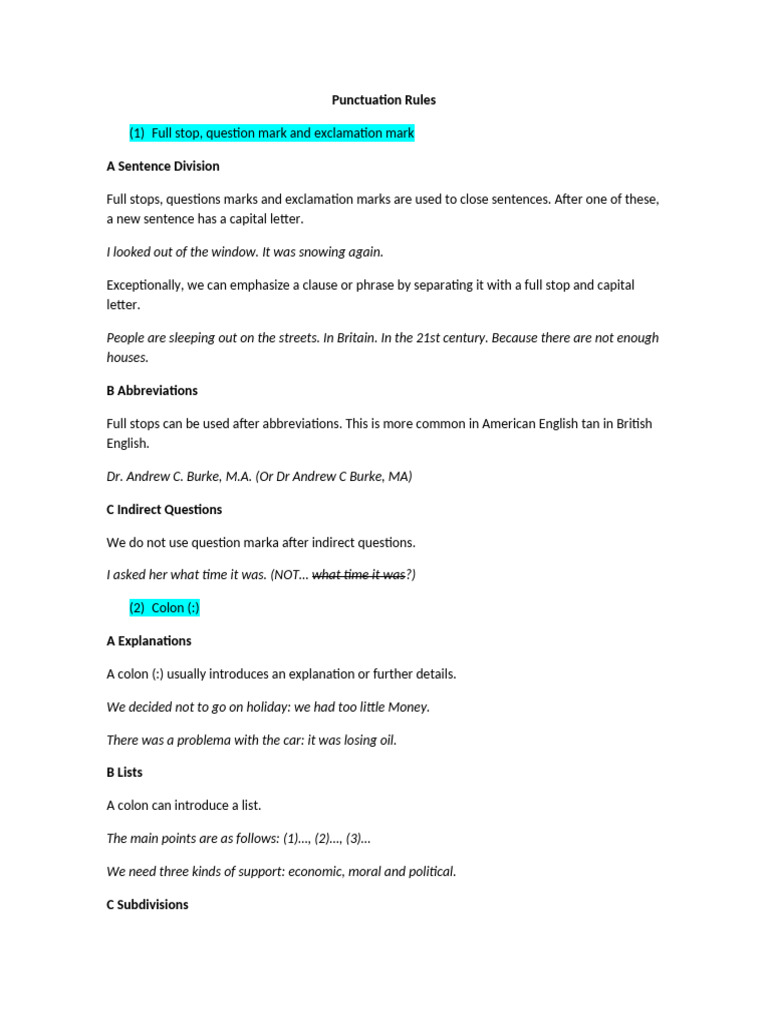 Punctuation Rules | PDF