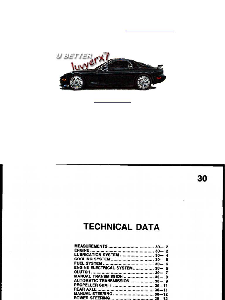 1986 RX7 Technical Data | PDF