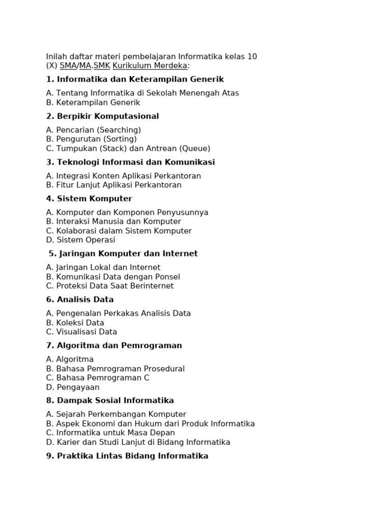 Materi 4 Informatika Kls X | PDF