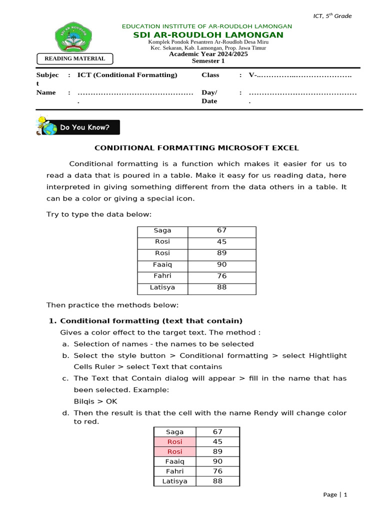 Rm Conditional Formatting Pdf Computing