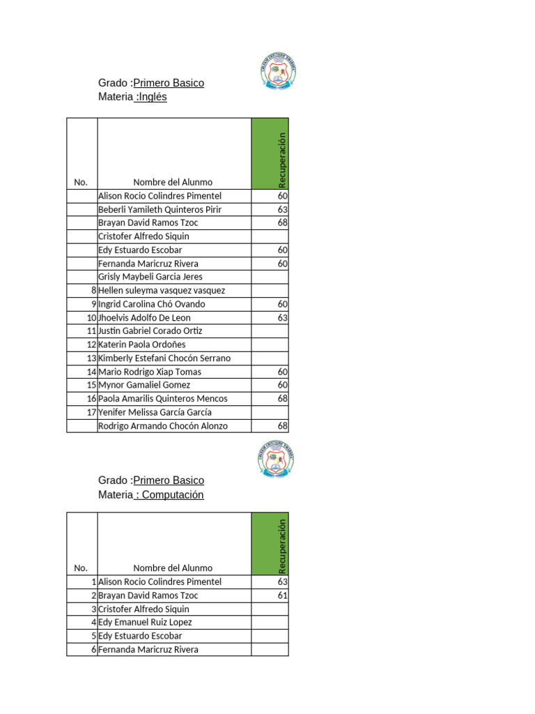 Recuperaciones Básico | PDF