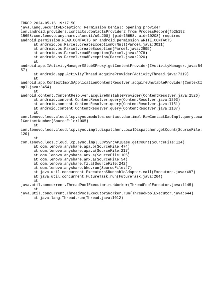Android Permission Denial Error | PDF