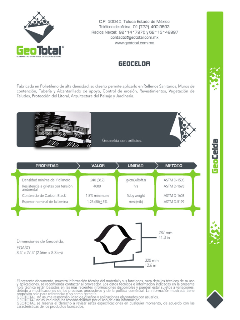 Geocelda Ficha Tecnica | PDF