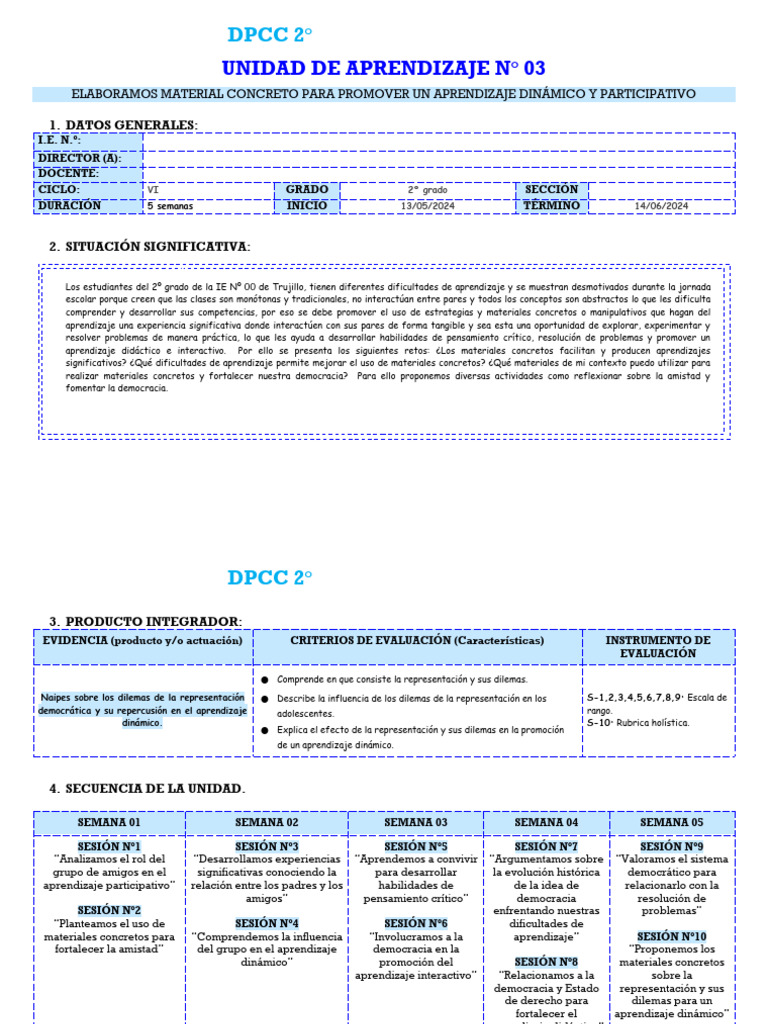 UNIDAD DIDÁCTICA N° 3 - DPCC - 2DO (10) | PDF