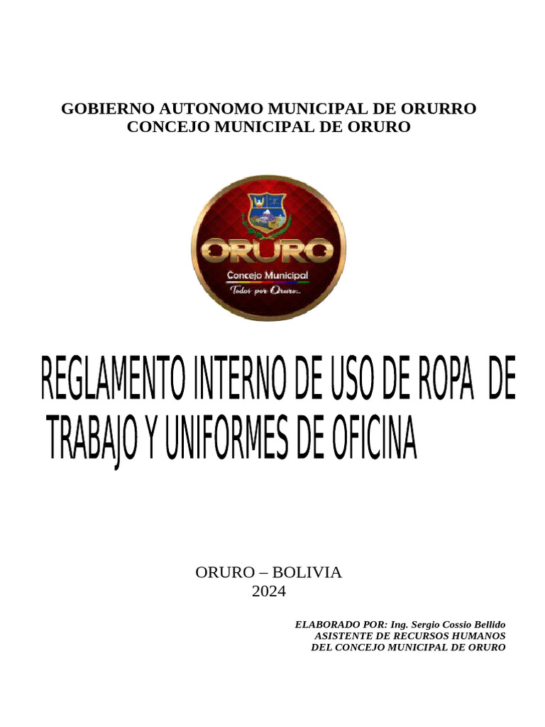 Reglamento Interno de Uso de Ropa de Trabajo Del Cmo Oficial Mae | PDF