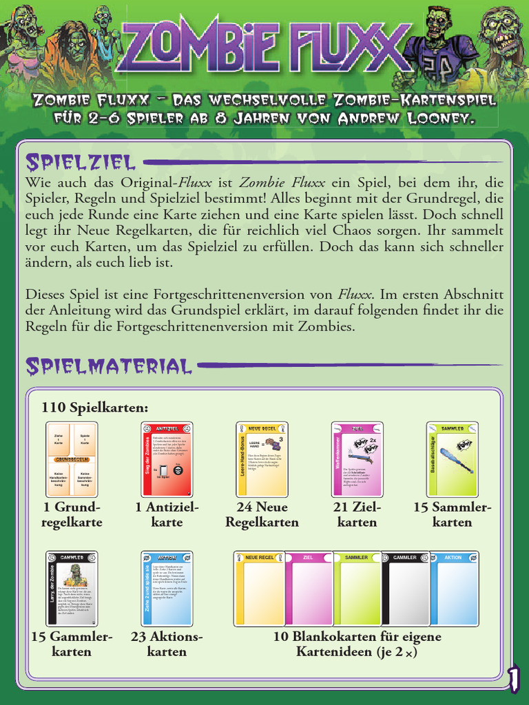 Spielziel: Zombie Fluxx - Das Wechselvolle Zombie-Kartenspiel R 2-6 ...