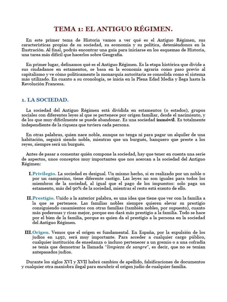 Tema 1 Hist El Ant Rég | PDF