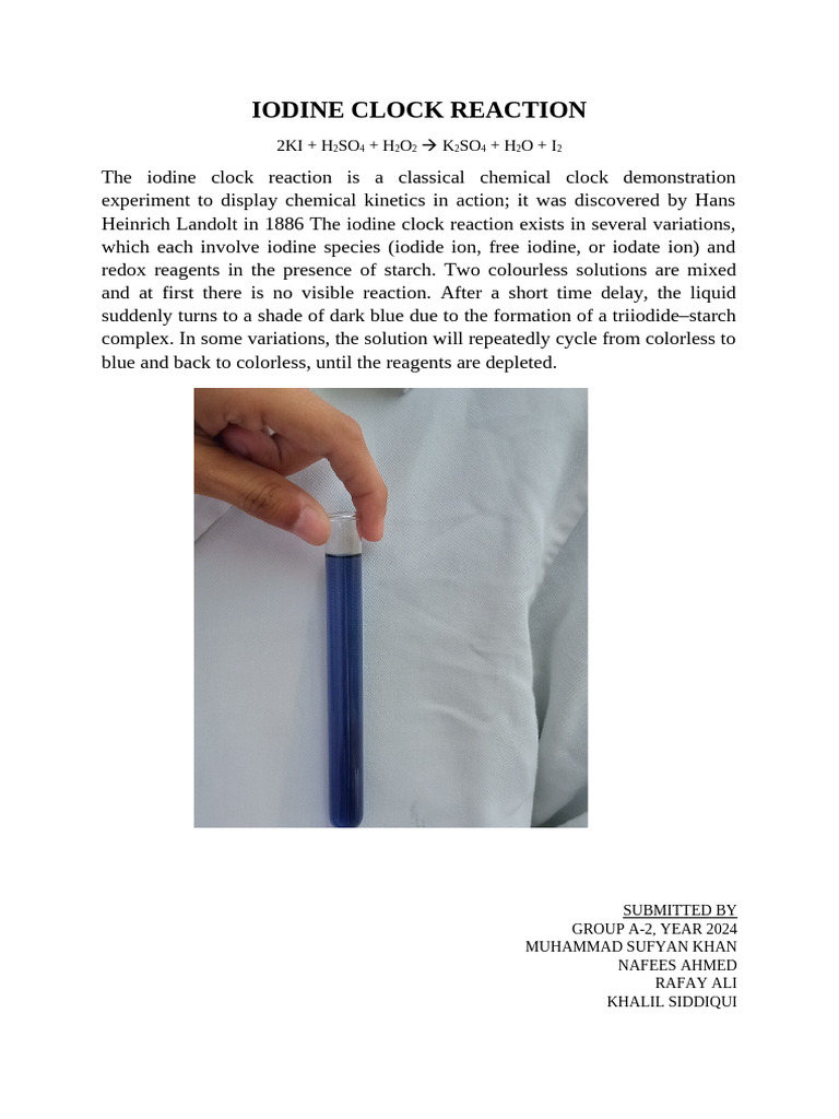Iodine Clock Reaction | PDF