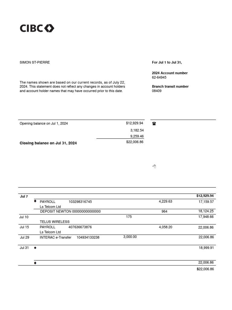 July Account Statement | PDF