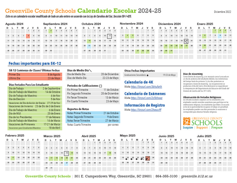 2024-25 K5-12 Student Calendar Spanish | PDF