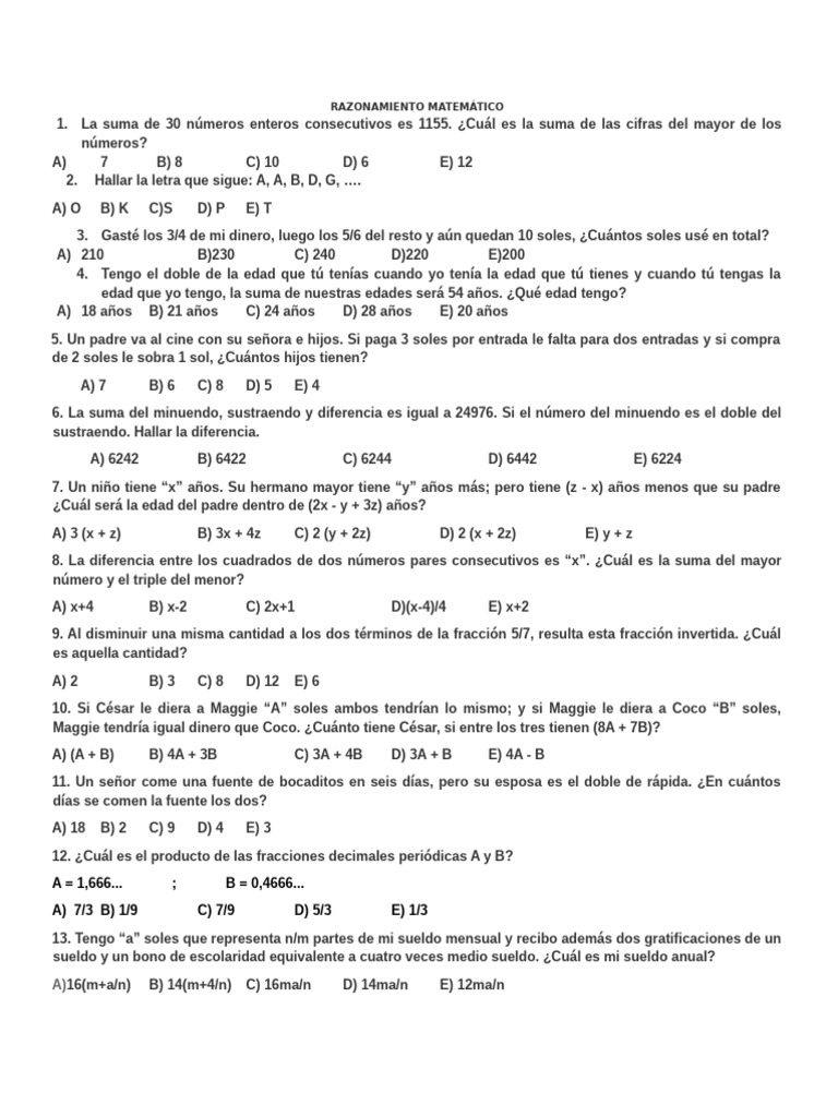 Simulacro Examen de Admisión USMP | PDF | Sustracción | Arte