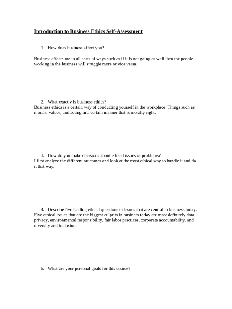 Intro. To BE Self-Assessment | PDF