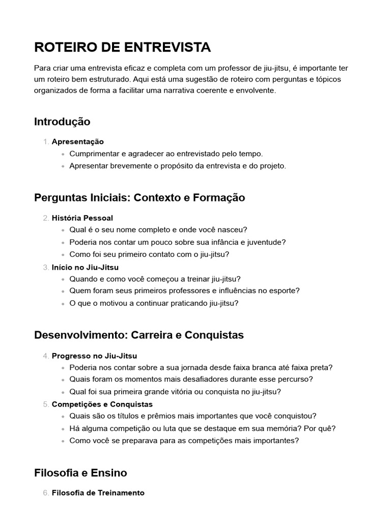 Roteiro de Entrevista | PDF