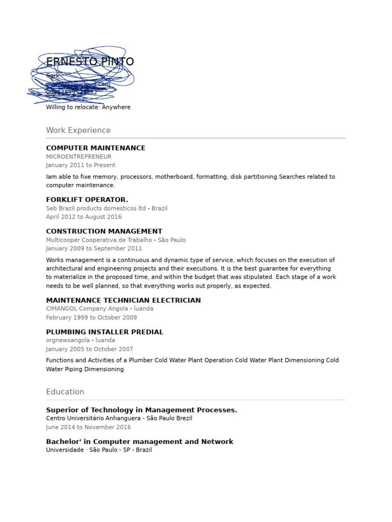 CV Ernesto-Pintook | PDF