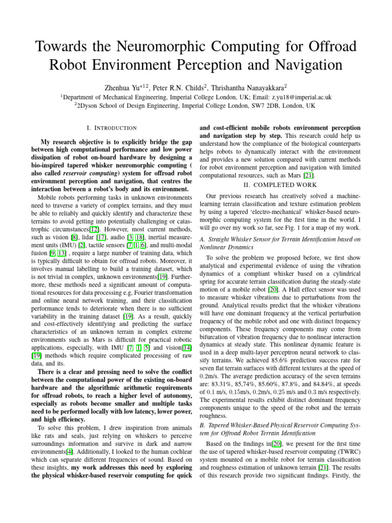 Towards The Neuromorphic Computing For Offroad Robot Environment Perception and Navigation | PDF
