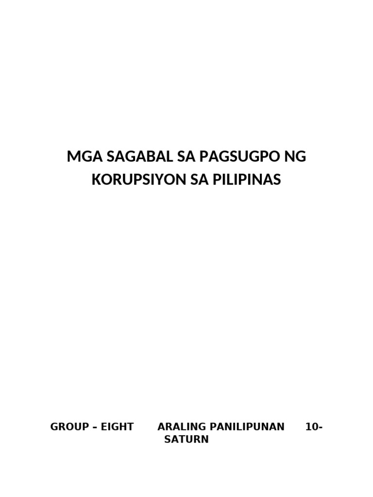 Mga Sagabal Sa Pagsugpo NG Korupsiyon Sa Pilipinas | PDF
