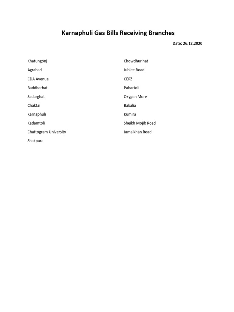 Karnaphuli Gas Bills | PDF