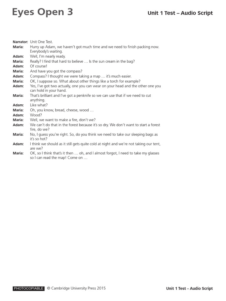 Unit 1 - Test Audio Script | PDF