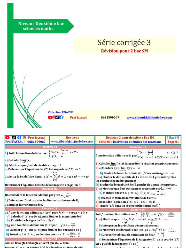 Série 3 Corrigée Révision 2bacSM 2025 C | PDF