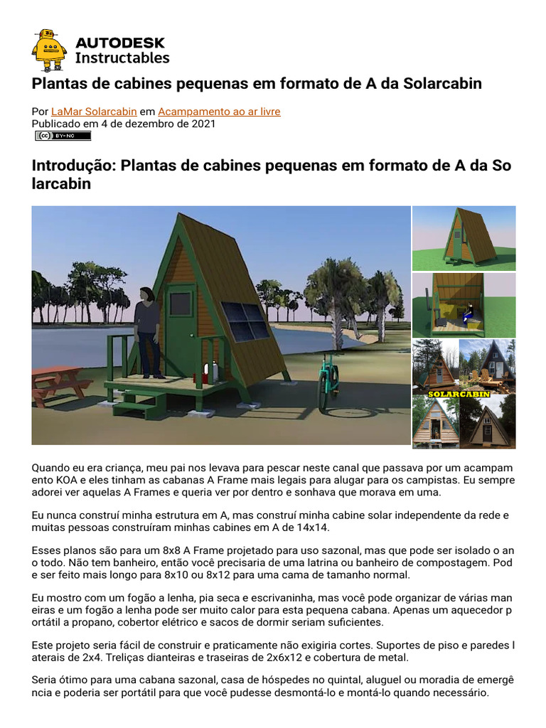 Plantas de Cabines Pequenas em Formato de A Da Solarcabin - 16 Etapas ...