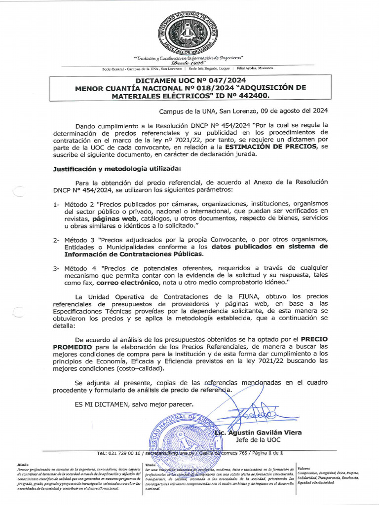 Dictamen Estimac Precios #047-2024 | PDF