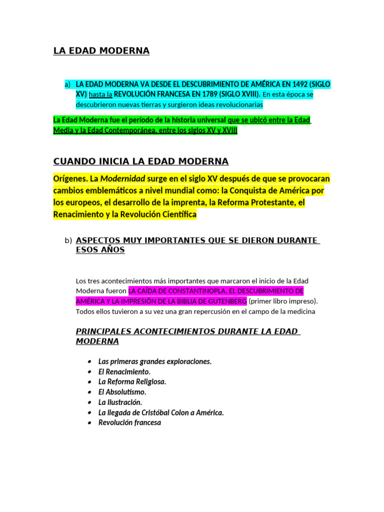 La Edad Moderna | PDF