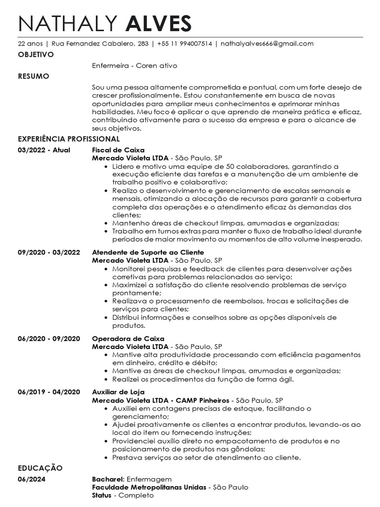 Nathaly Alves CV | PDF