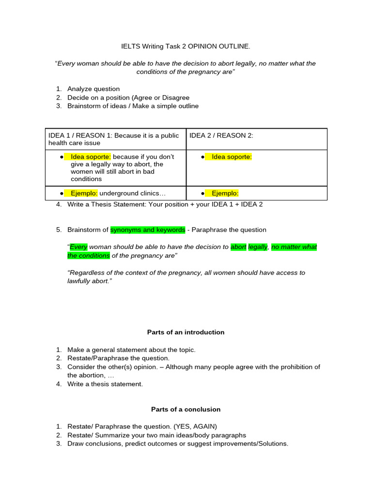 IELTS Writing Task 2 structure | PDF