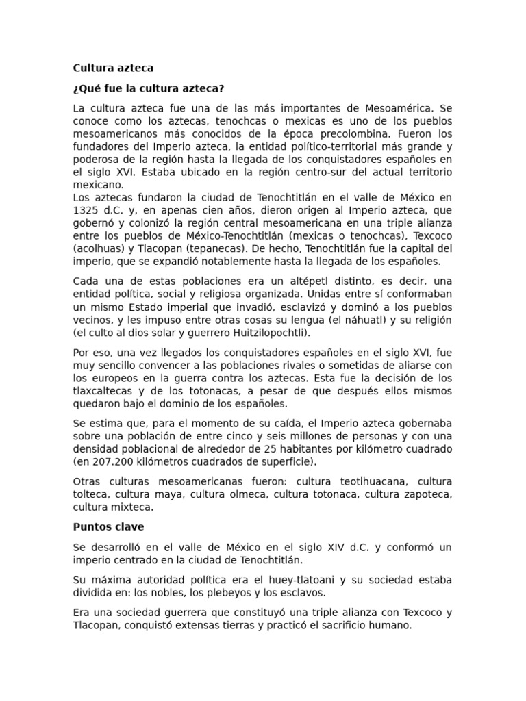 Cultura Azteca | PDF