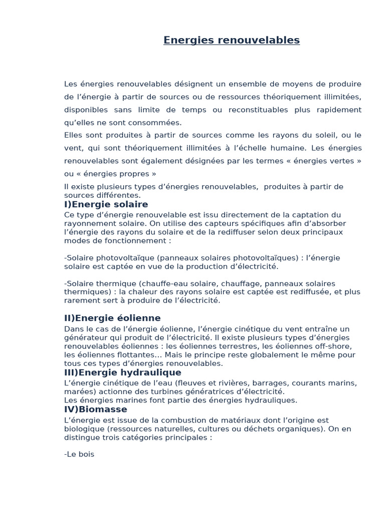 énergies renouvelables | PDF