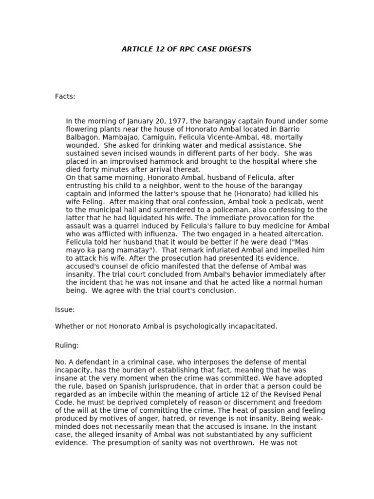 ARTICLE 12 case digests compilation | PDF