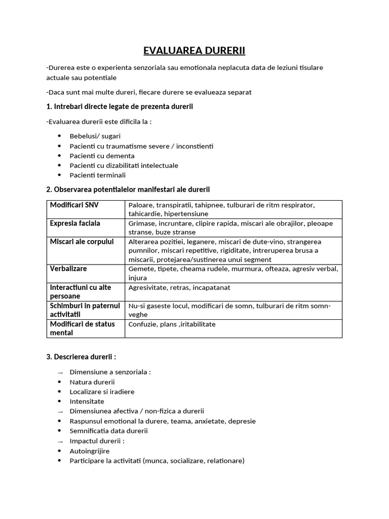 03 - Evaluarea Durerii | PDF