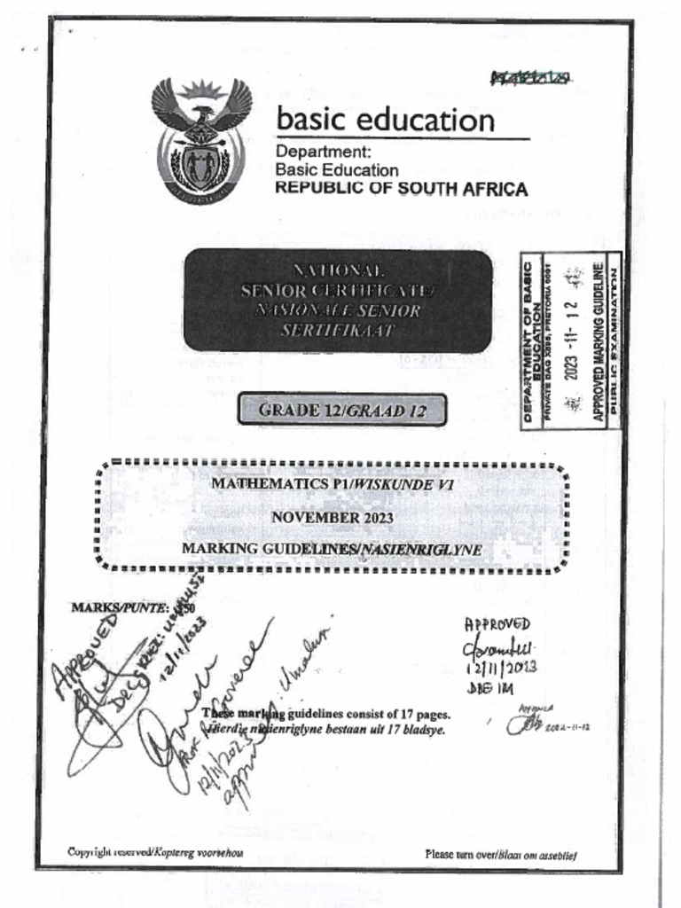 2023 Grade 12 Maths November Paper 1 Solutions | PDF