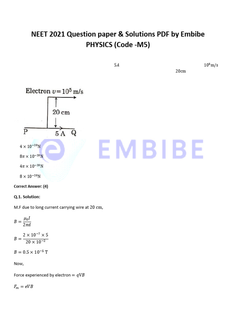NEET-2021-Physics-Solutions-M5-by-Embibe | PDF