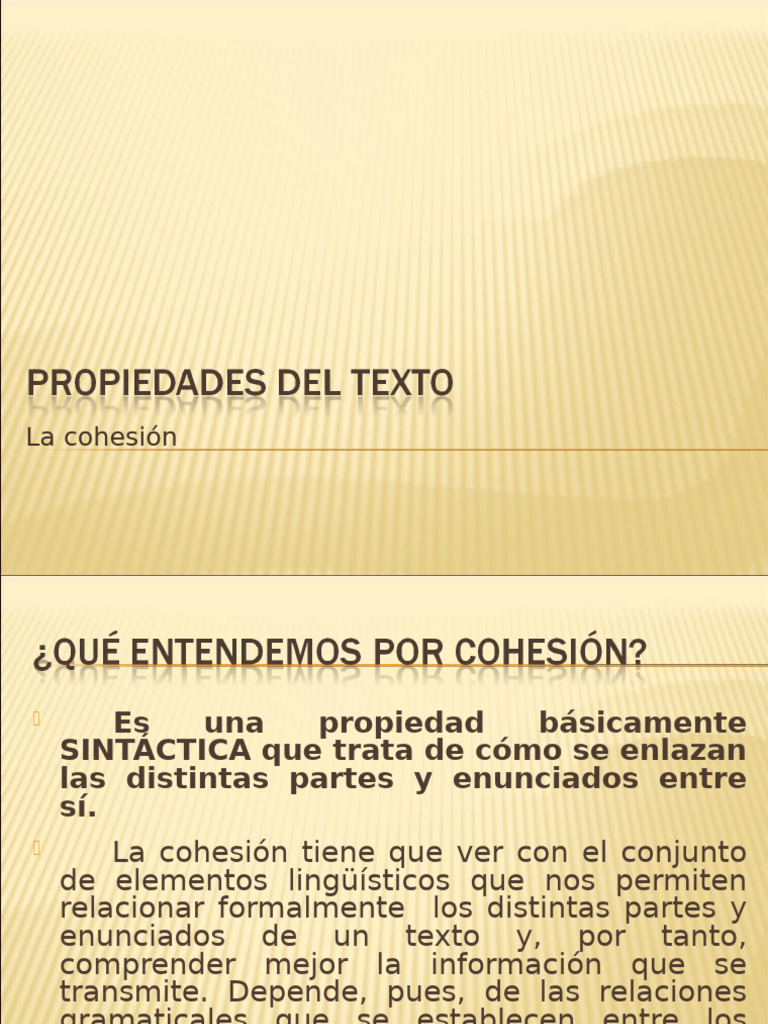Propiedades Del Texto Cohesion | PDF