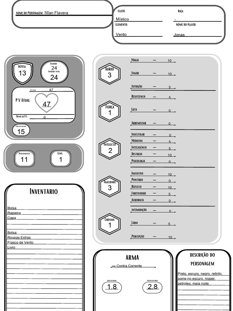Ficha RPG MDG 8901442 | PDF