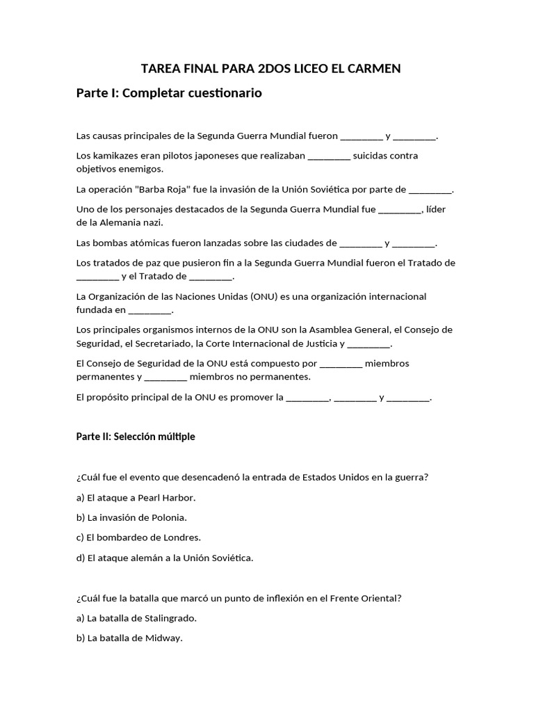 Tarea Final para 2dos | PDF