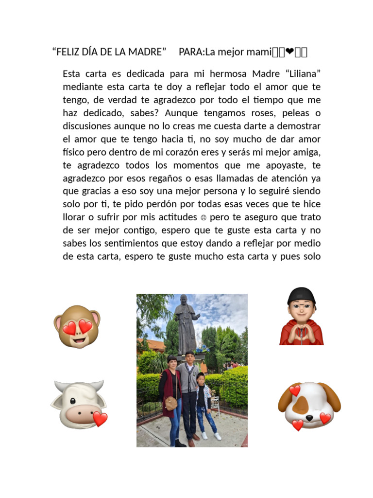 "Feliz Día de La Madre" Para:La Mejor Mami | PDF