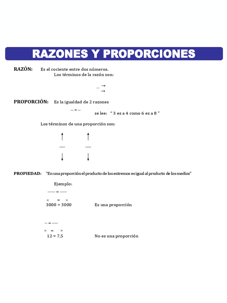 Ejercicios de Razones y Proporciones para Sexto de Primaria | PDF