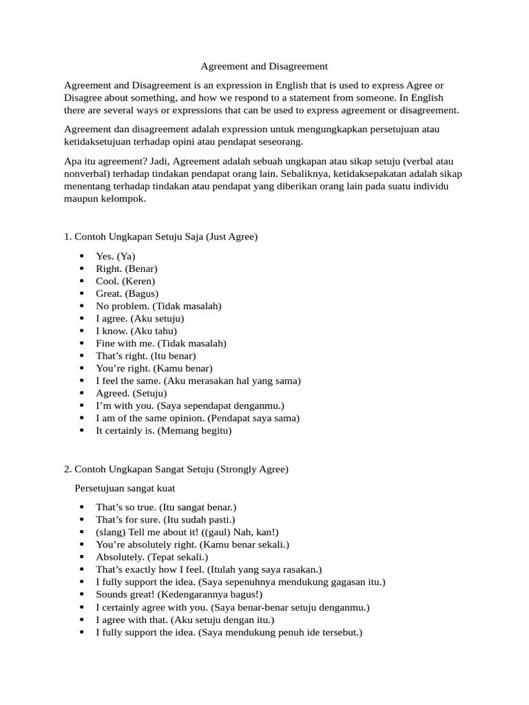 Agreement and Disagreement | PDF