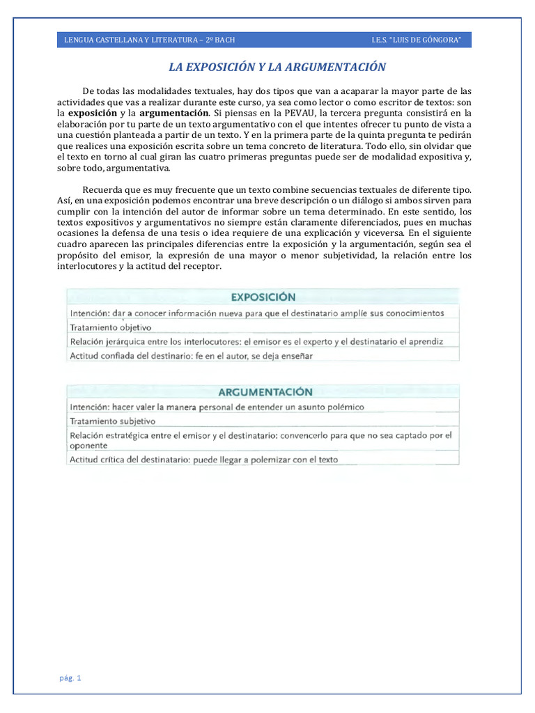 La Exposición y La Argumentación | PDF
