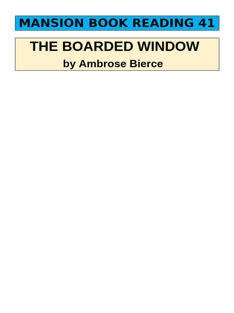 Mansion Book Reading of 41 The Boarded Window | PDF | Mystery, Thriller ...