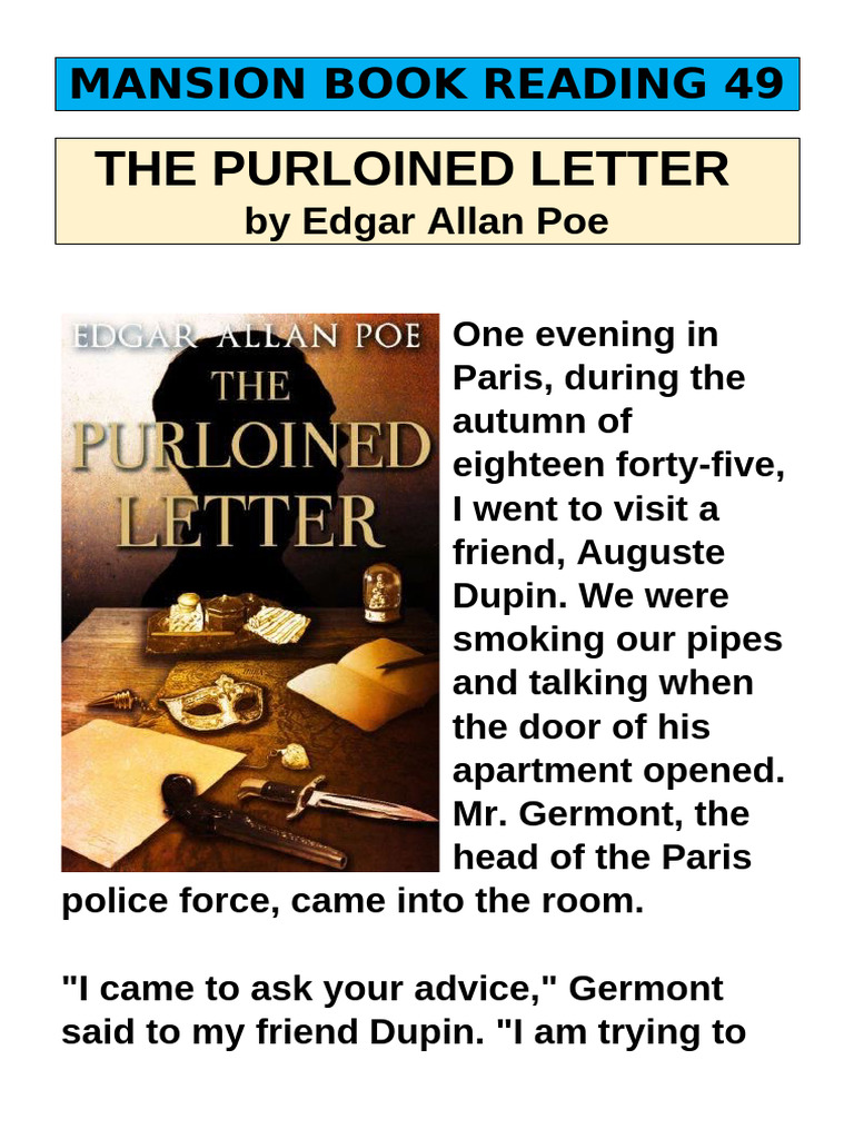 Mansion Book Reading of 49 The Purloined Letter | PDF | C. Auguste ...
