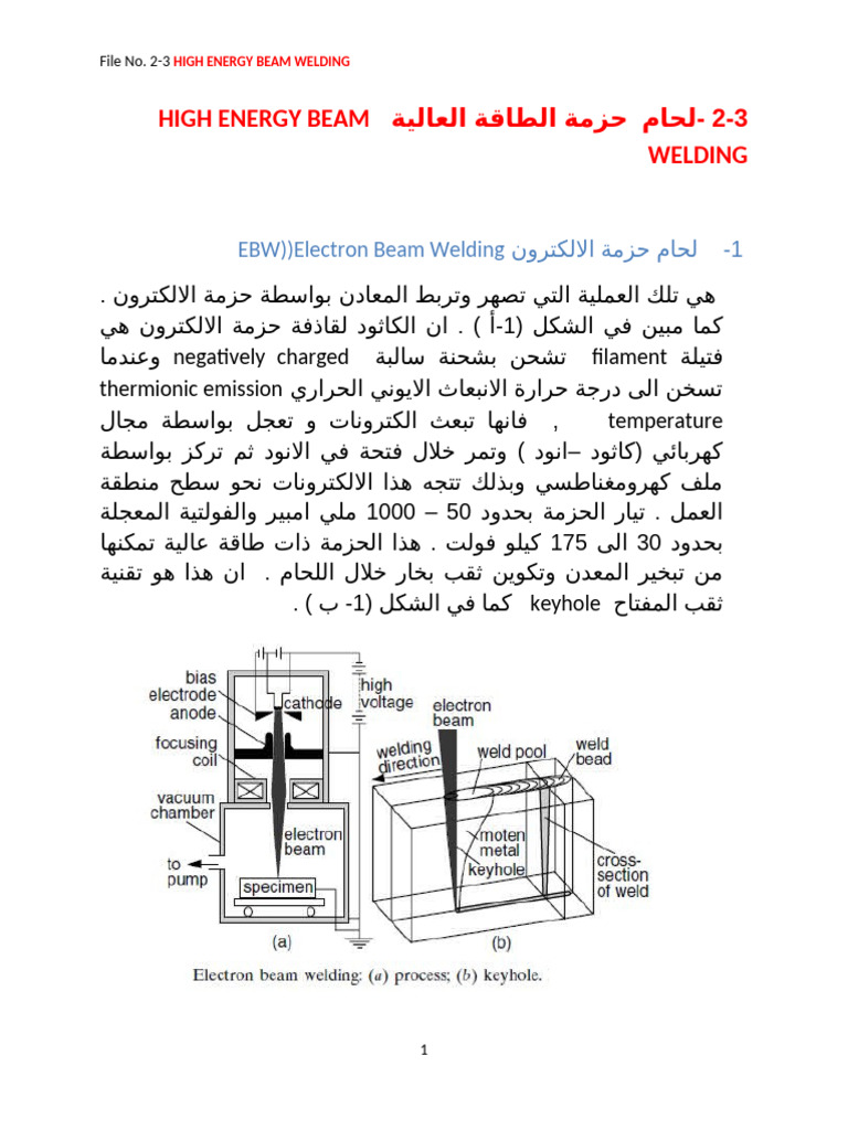 2-3 High Energy Beam Welding | PDF