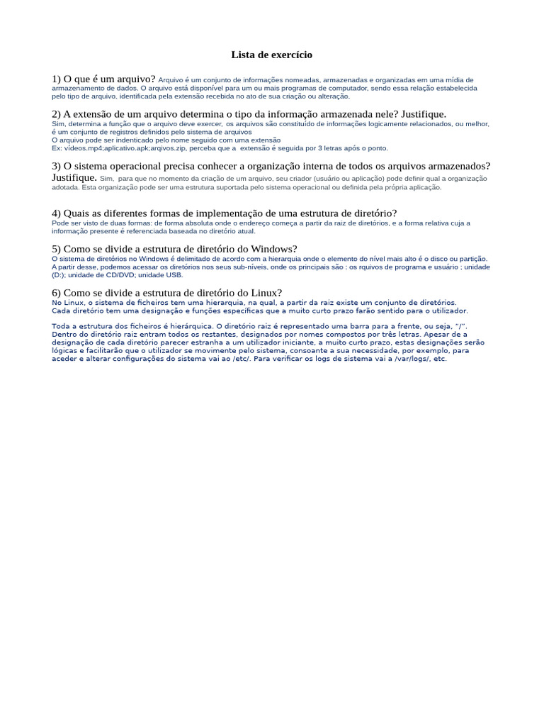 Lista de Exercício | PDF